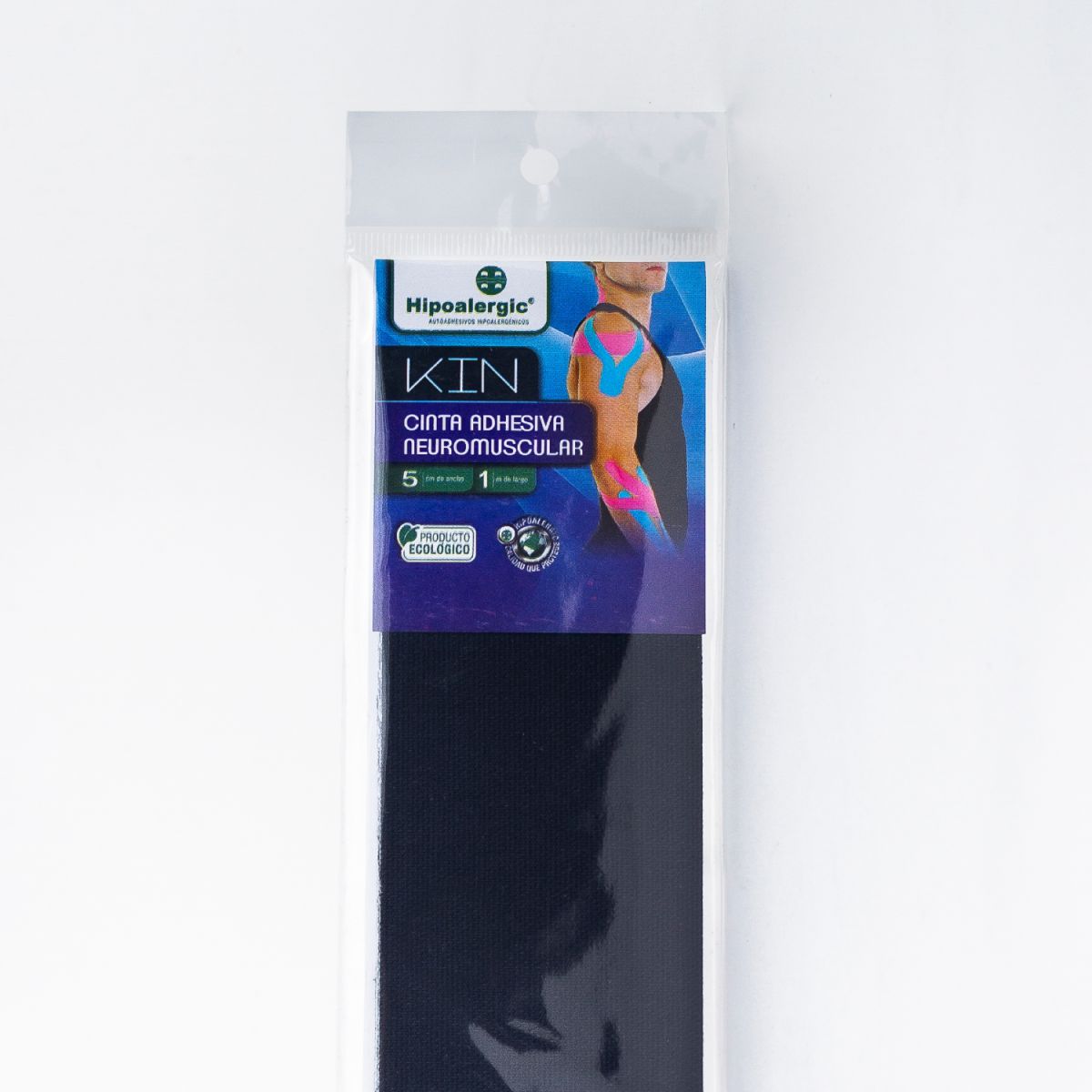 Cinta adhesiva para taping neuromuscular kin 5cm x 1m negro (1 unidad ...